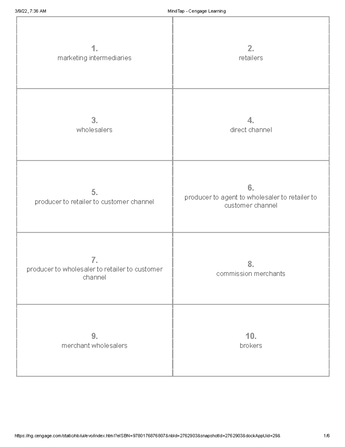 Mind Tap - Lesson 5 - 1. marketing intermediaries 2. retailers 3 ...