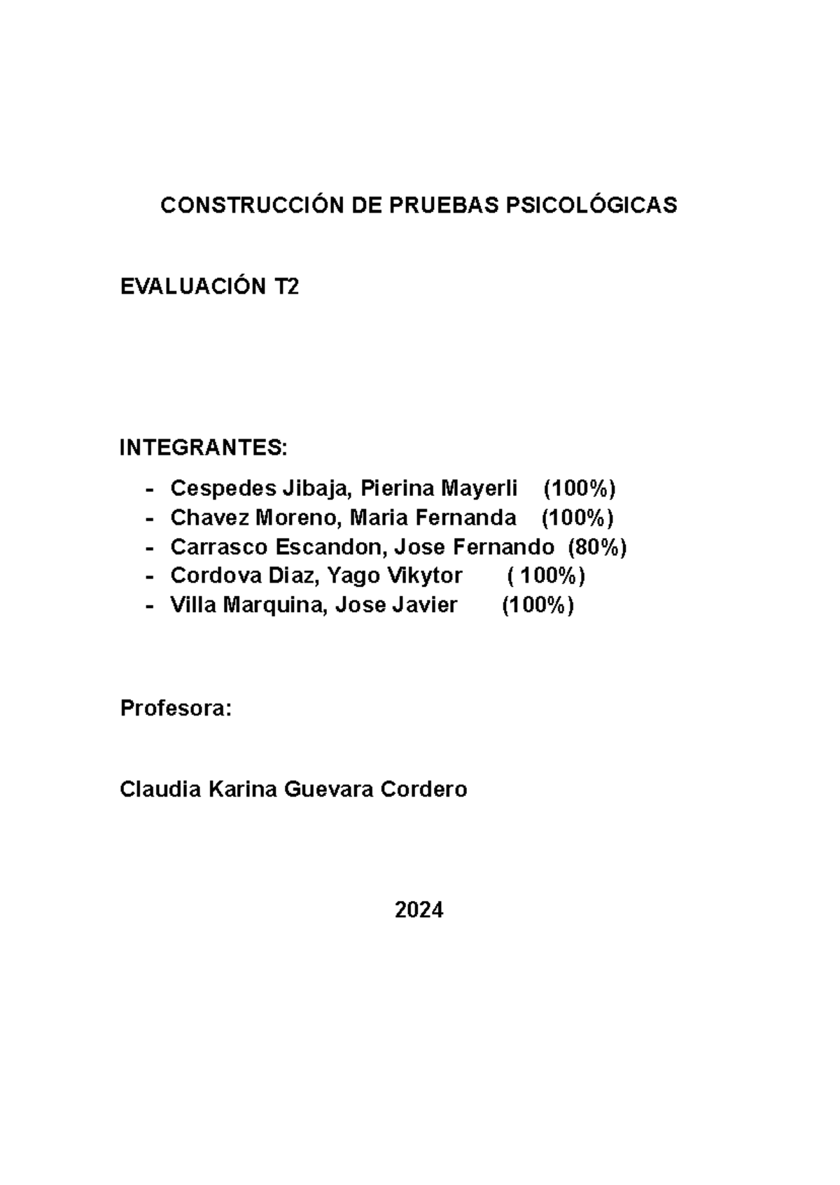Modelo DE Articulo Psicometrico.docx - CONSTRUCCIÓN DE PRUEBAS PSICOLÓGICAS EVALUACIÓN T - Studocu