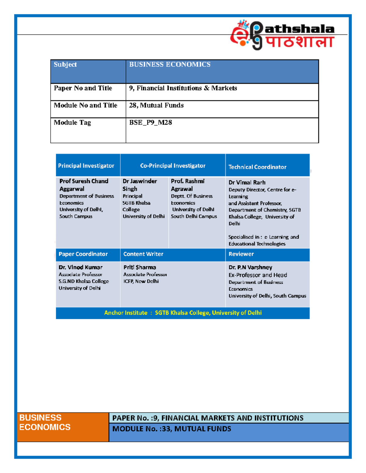 Mutual Funds.Notes - BUSINESS ECONOMICS PAPER No. :9, FINANCIAL MARKETS ...