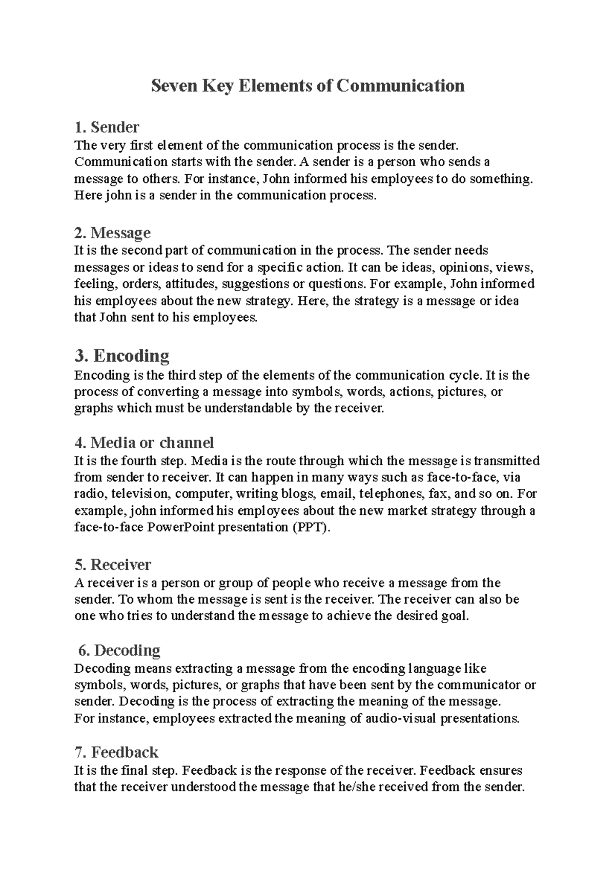 Elements and Scope of Comm - Seven Key Elements of Communication 1 ...