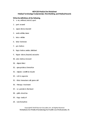 HCM 205 Module Two Worksheet finish - HCM 205 Module Two Worksheet Body ...