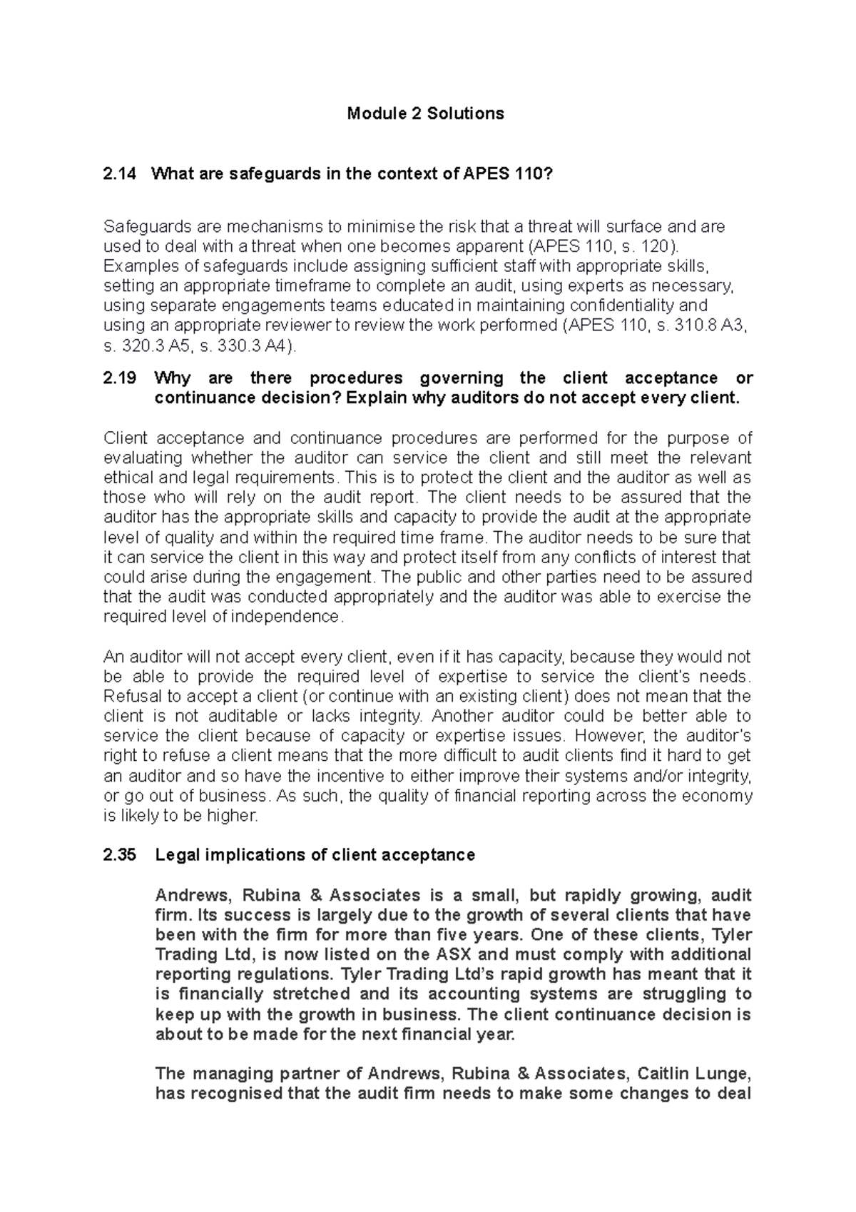 Students Solutions - Module 2 - 200535 - UWS - Studocu