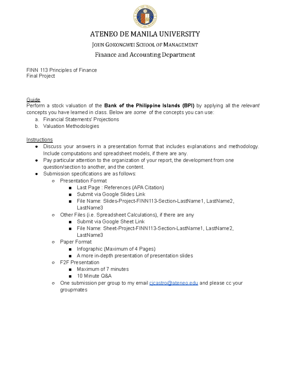 V1-Final-Project-Guide-Instructions - FINN 113 Principles of Finance ...