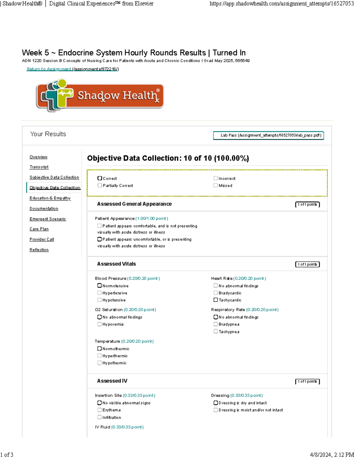 Shadow Health Patient Fatima Khan Objective Data - Week 5 ~ Endocrine ...