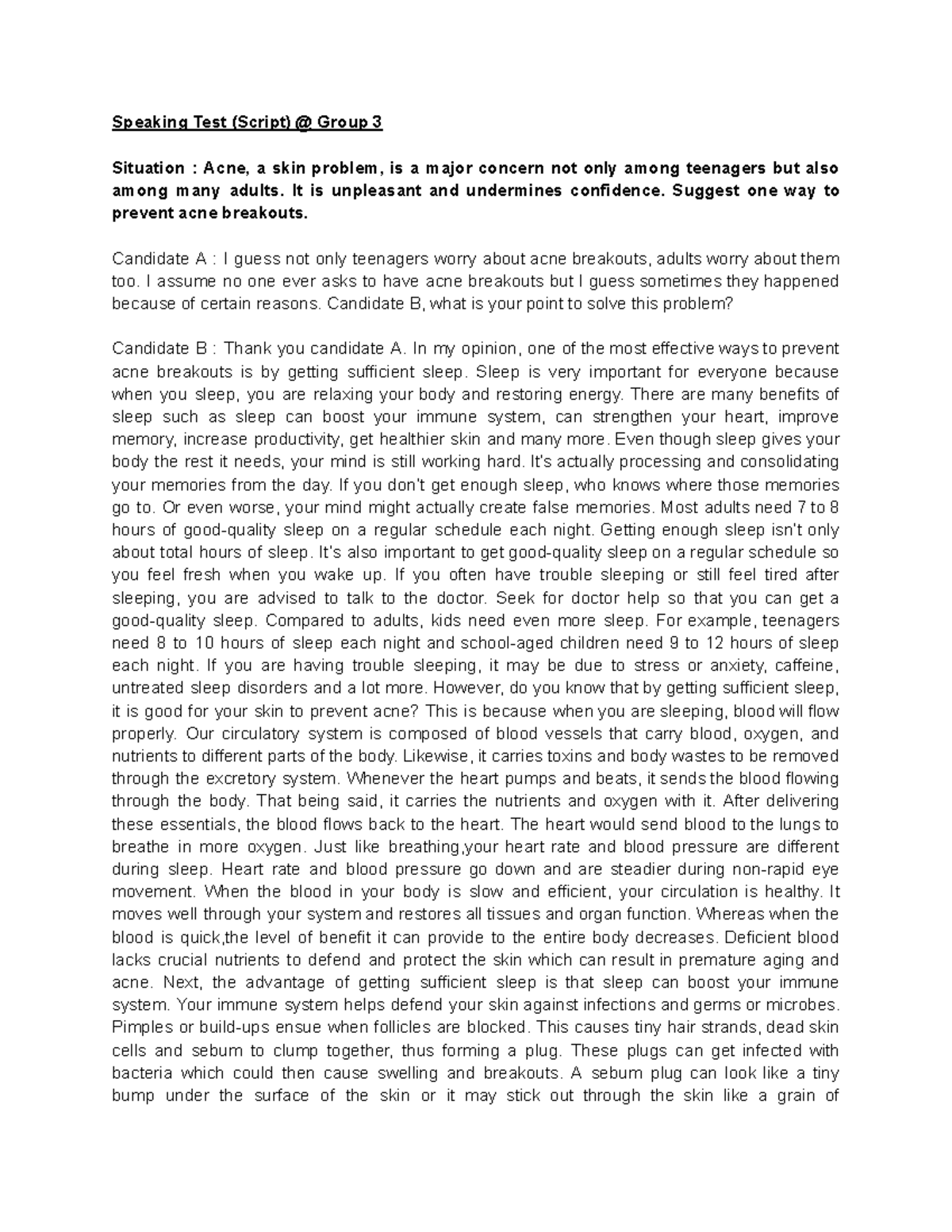 Speaking Test Script (Group 3) - Speaking Test (Script) @ Group 3 ...