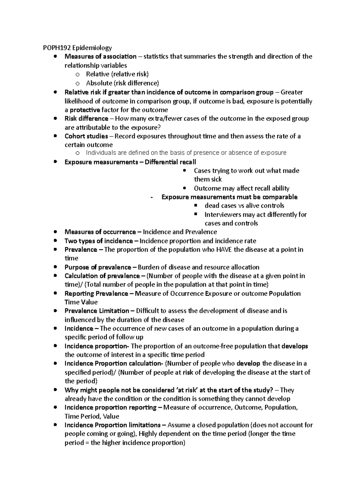 POPH192 Epidemiology - Exposure/outcome info is collected from existing ...