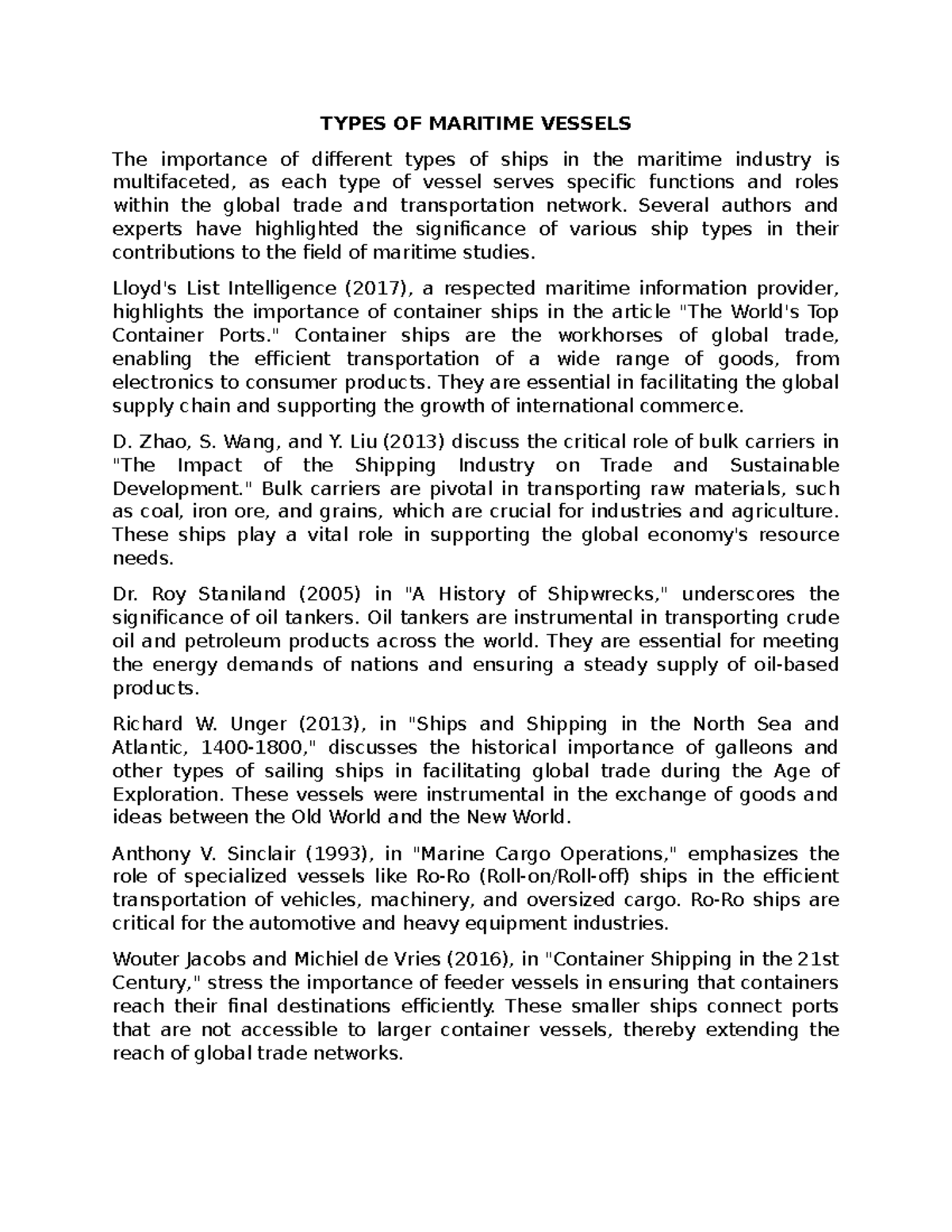 Maritime Industry Part 8 - TYPES OF MARITIME VESSELS The importance of ...