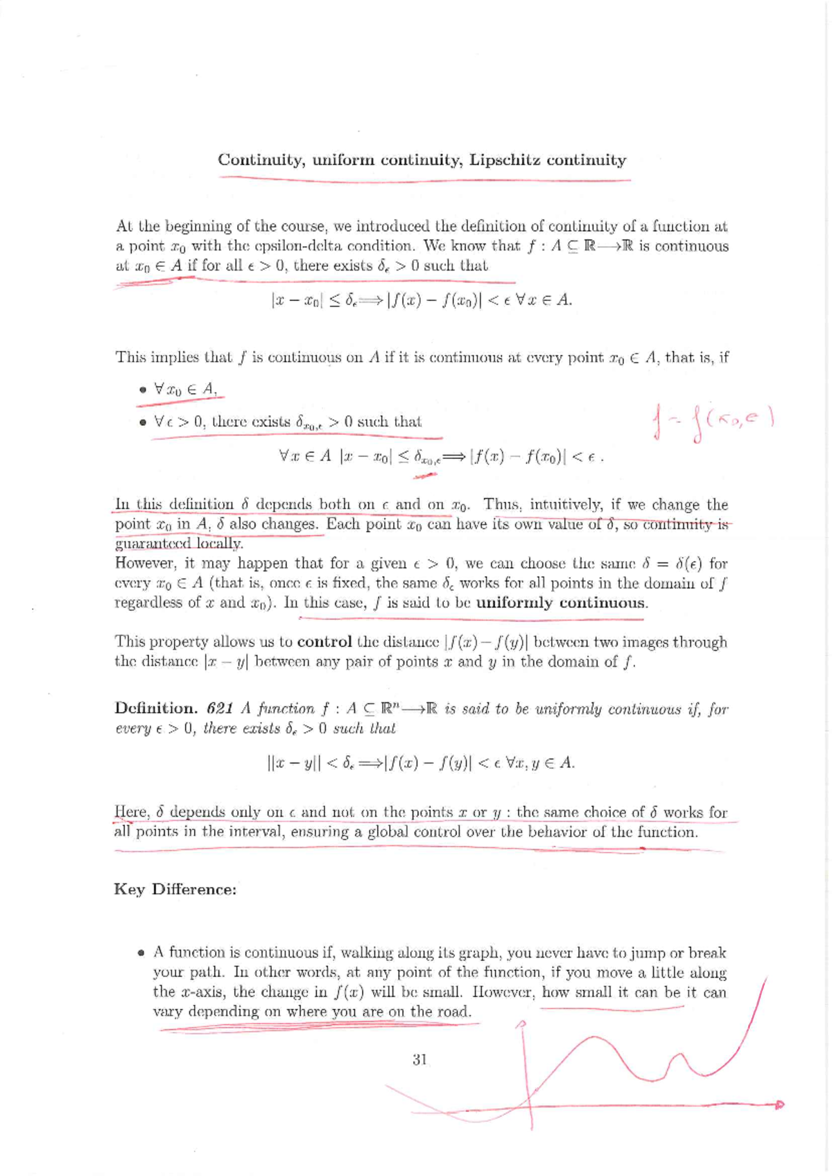 One Diffcalc 2 - prof's notes. hope it helps - Continuity, uniform ...