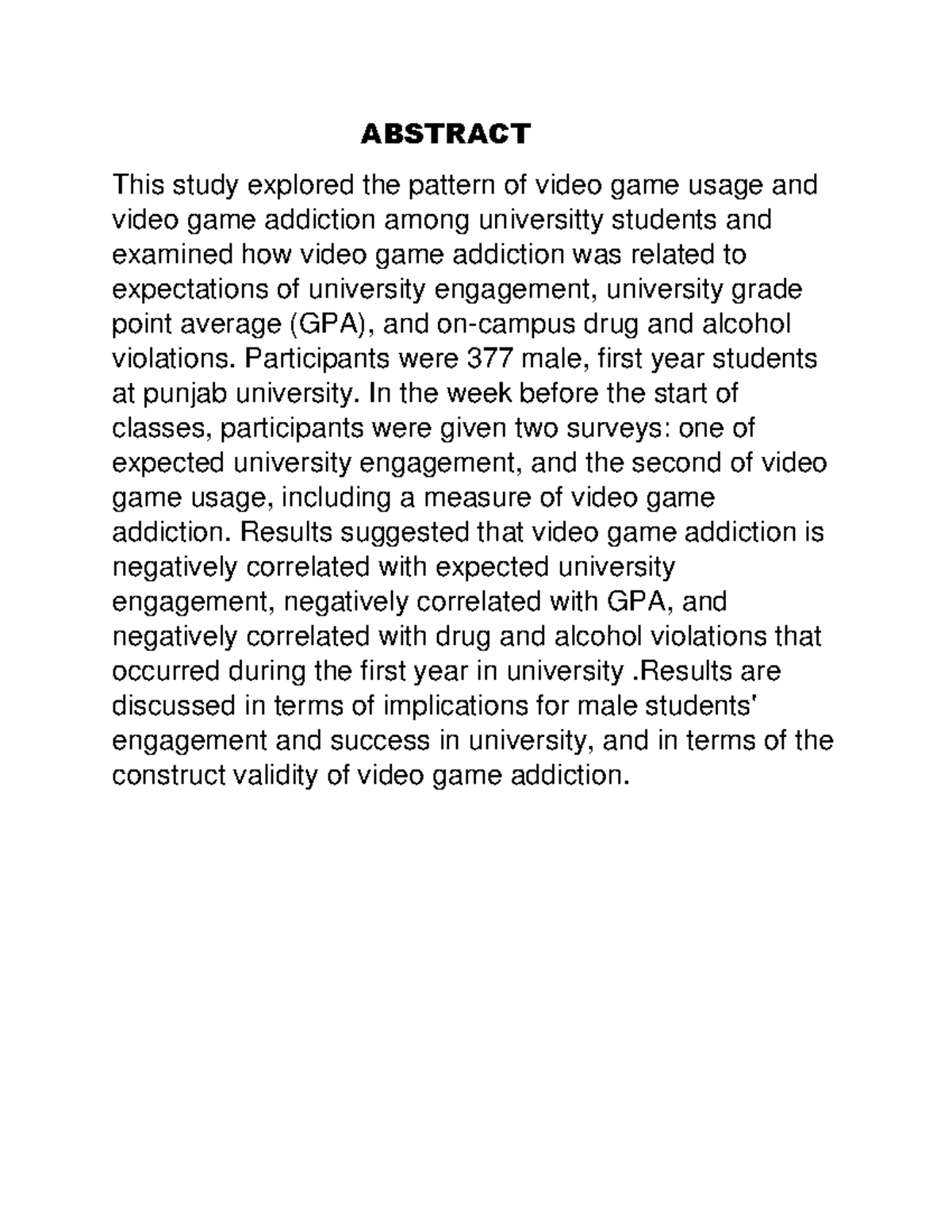 Assignments on Sociology’s important topics - ABSTRACT This study ...