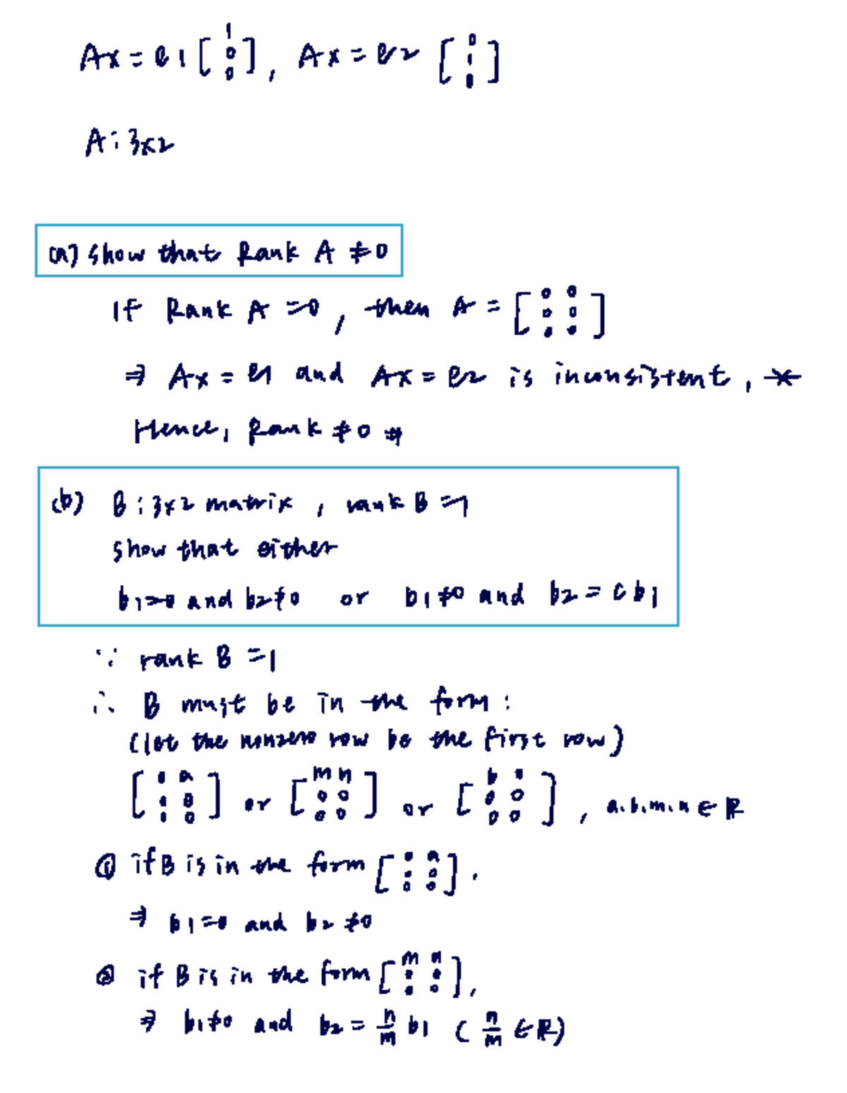Note - Ax =ε 1 [! ] , Ax = O 2 [ ] A : 3 x 2 aa 7 show thatRank A t ( t ...