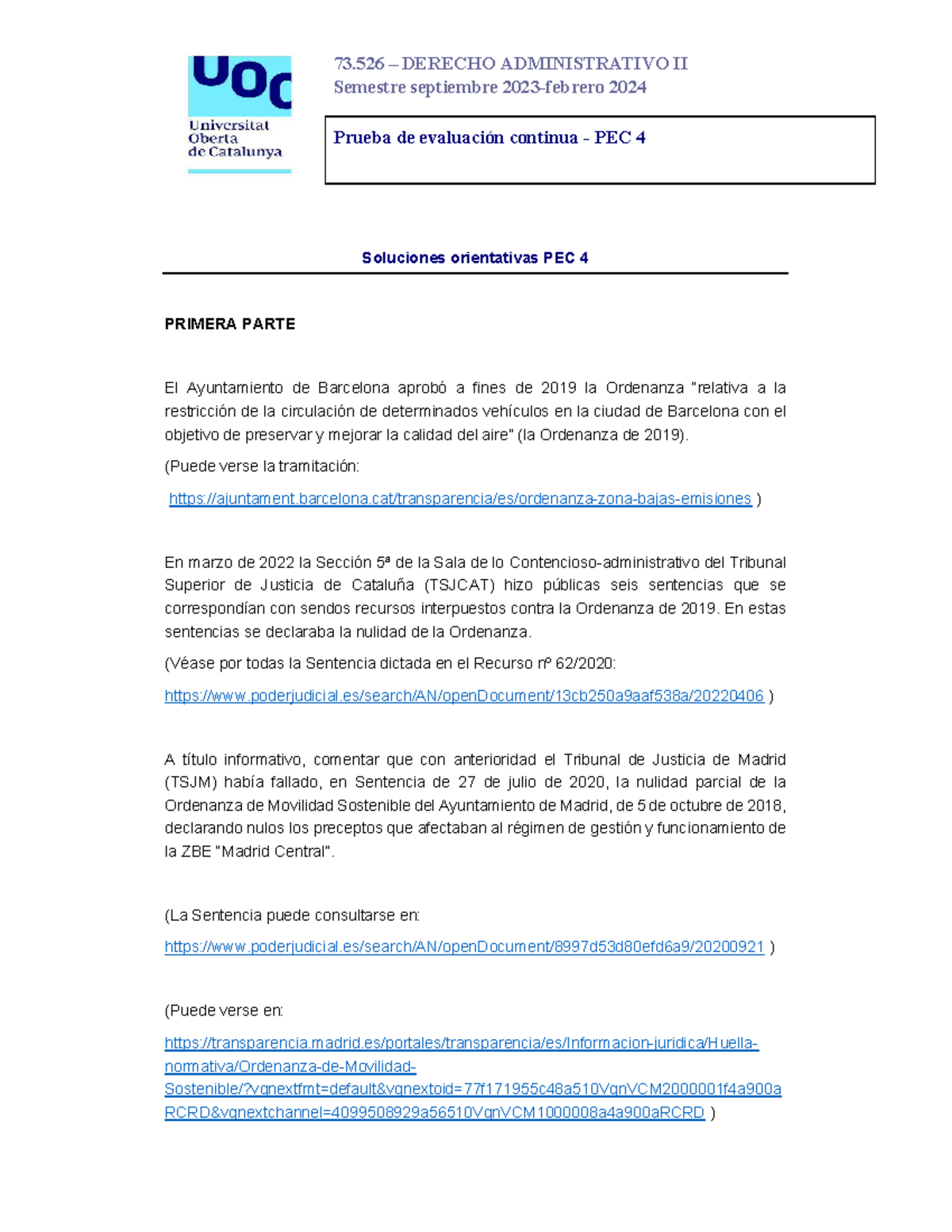 SOLUCION A LA PRUEBA 4 - Semestre septiembre 2023-febrero 2024 Prueba de evaluación continua ...