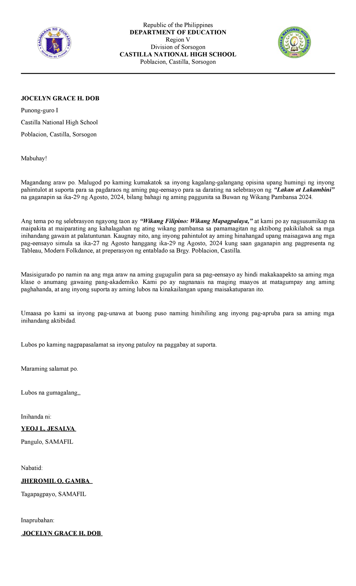 Letter ba 2 - Notes - Republic of the Philippines DEPARTMENT OF ...