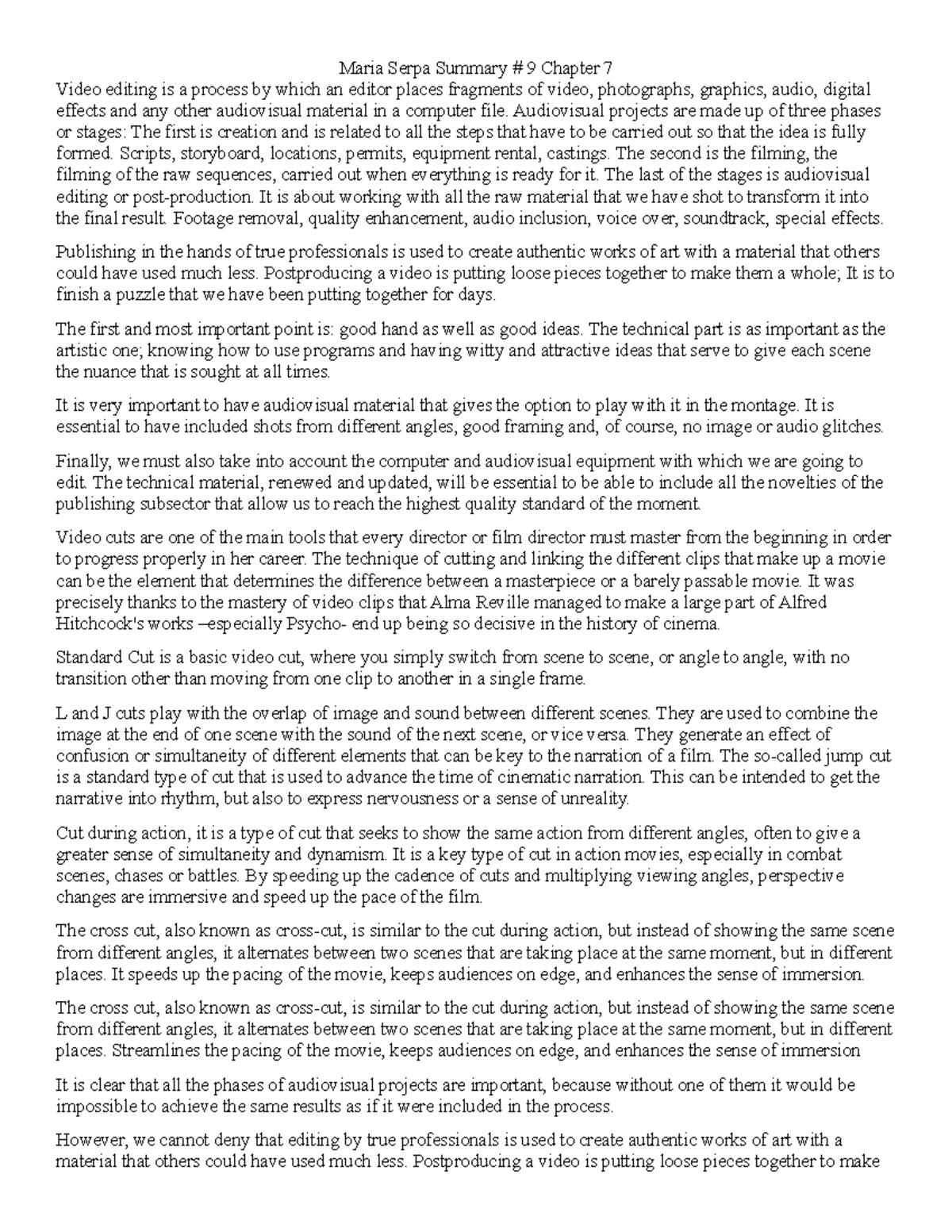 Sum9 - Summary A Critical Introduction 4th edition, Maria Pramaggiore and Tom Wallis - Maria ...