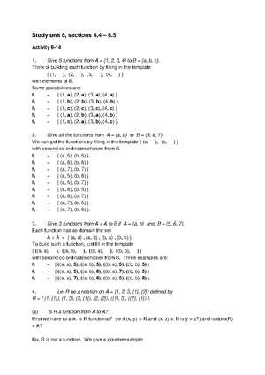 Study Unit 5 Activity 5-4 - Study unit 5 Activity 5- Suppose A = {1, 2 ...