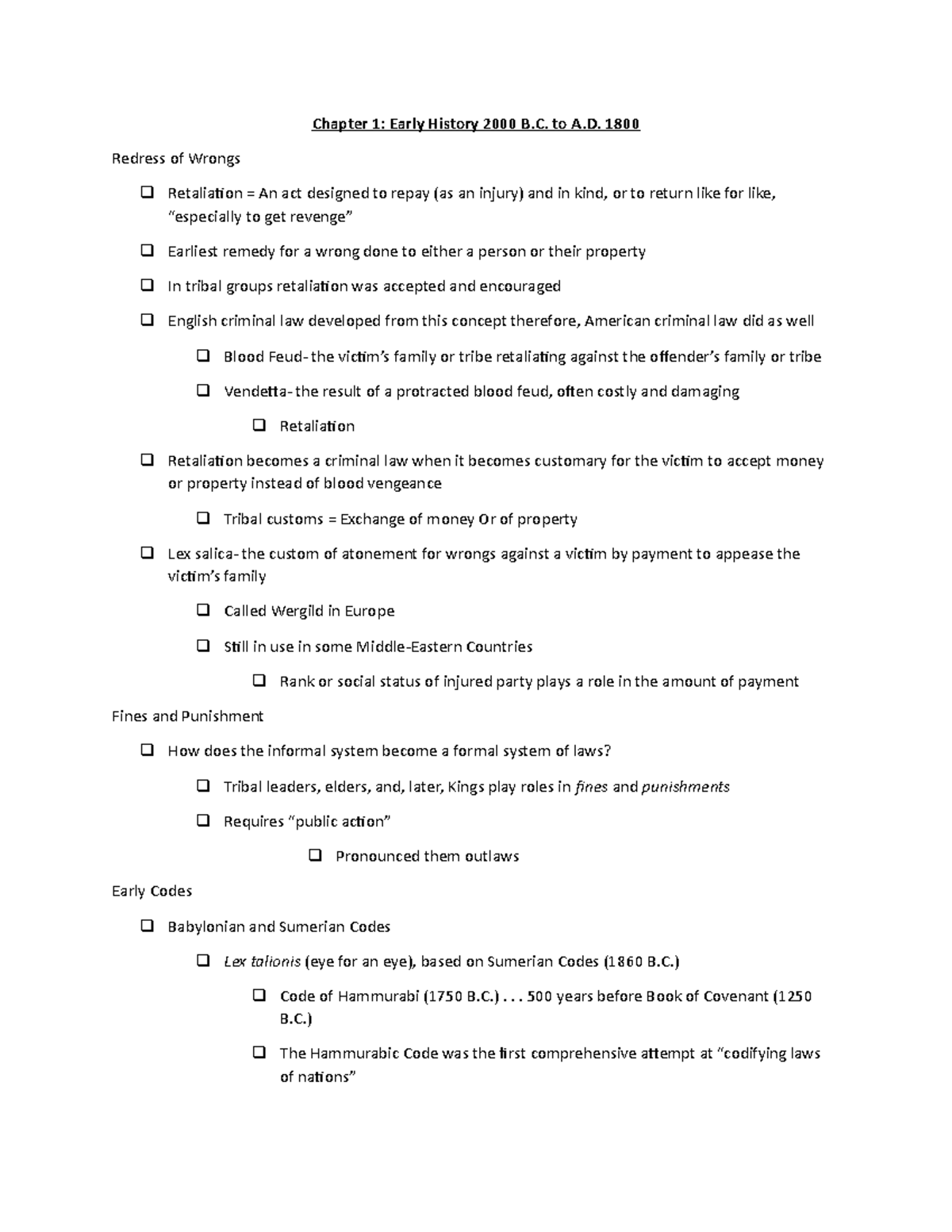 Chapter 1 - CJ 270 with Dr. Myer. Test 1. - Chapter 1: Early History ...