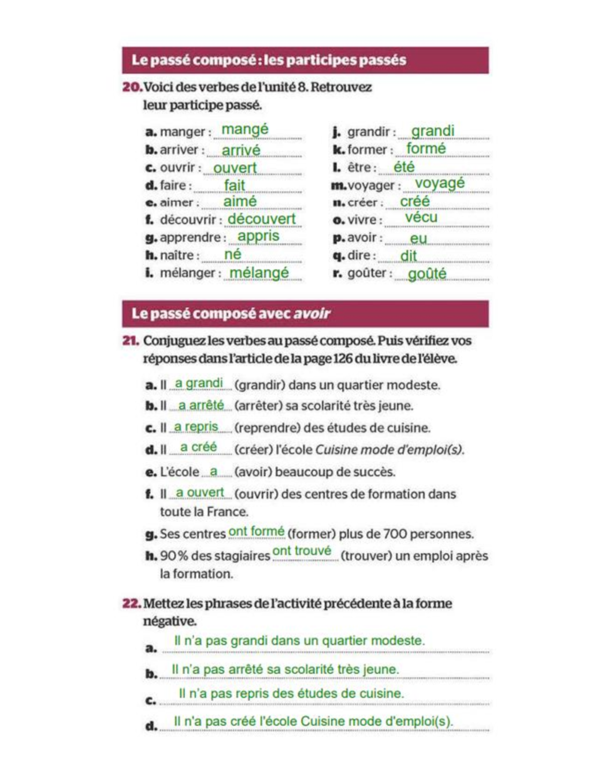 Passé Composé Cahier - Francés - Studocu