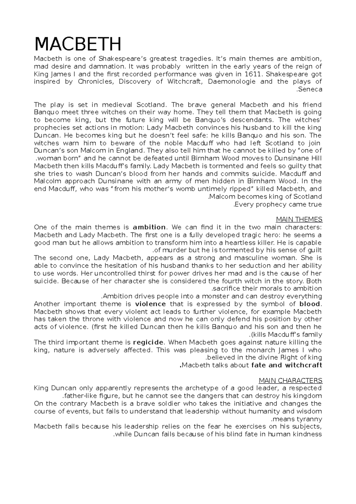 Macbeth - MACBETH Macbeth is one of Shakespeare’s greatest tragedies ...