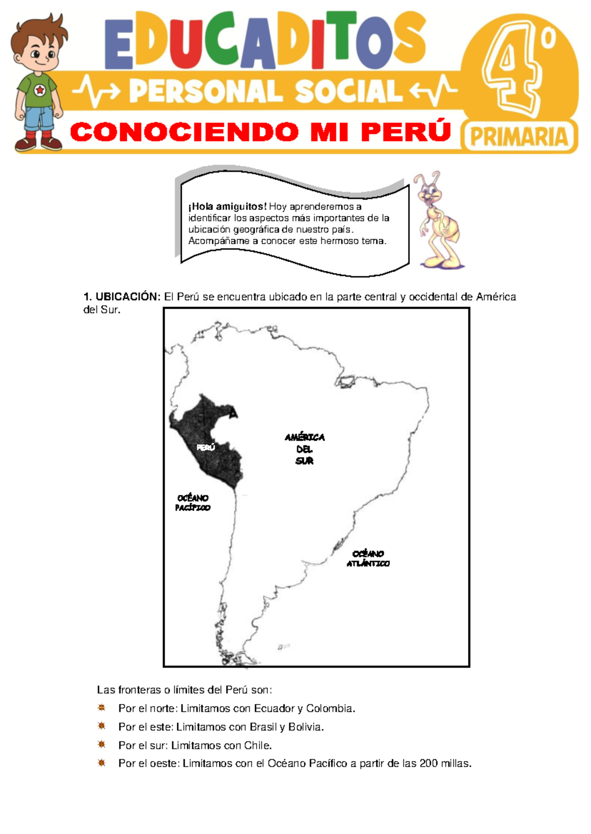 Conociendo Mi Peru para Cuarto Grado de Primaria - UBICACIÓN: El Perú ...
