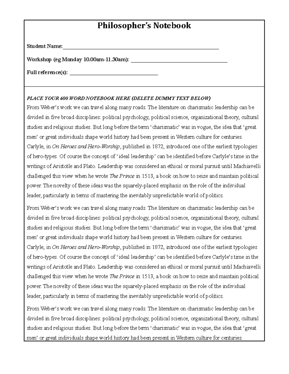 Notebooks Template 2019 - Philosopher’s Notebook Student - Studocu