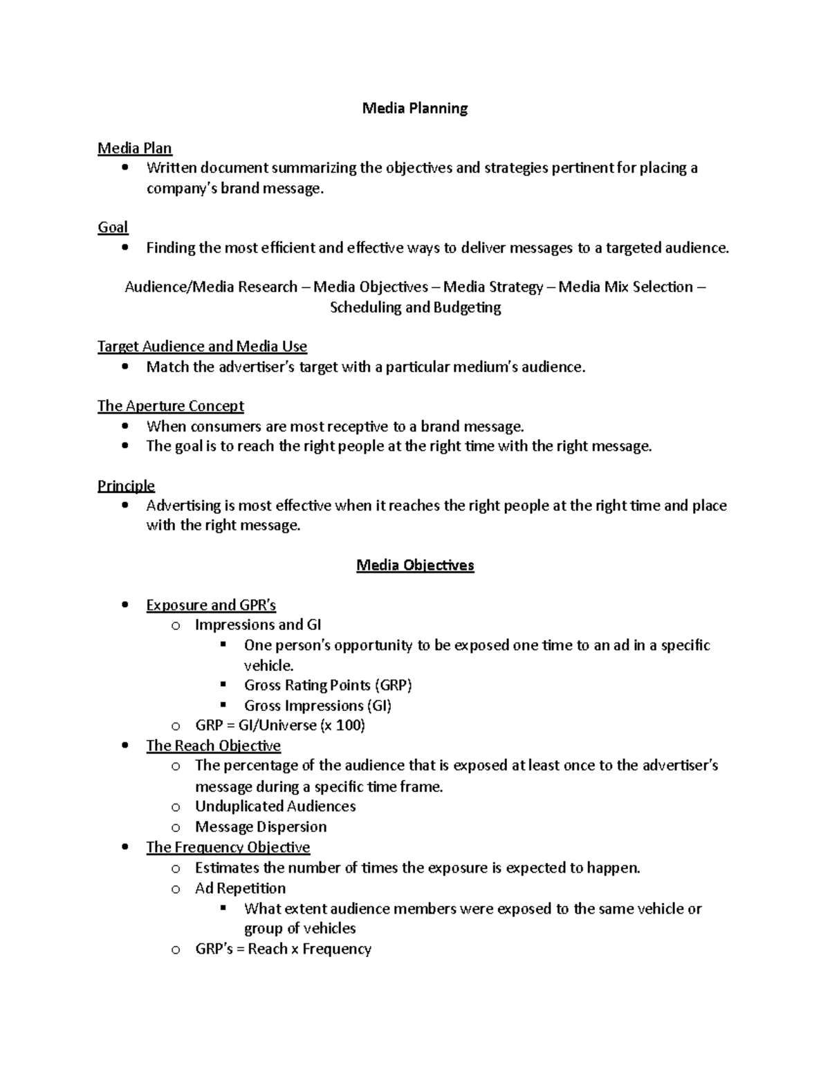 Media Planning - Jason Yu - Professor - Media Planning Media Plan ...