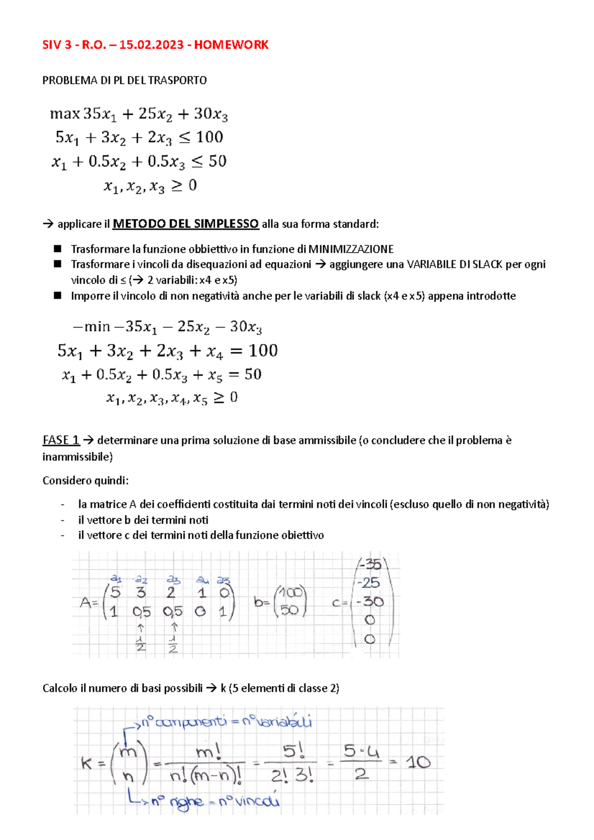 SIV 3 R.O - 15.02.2023 - Homework - Metodo DEL Simplesso - SIV 3 - R ...