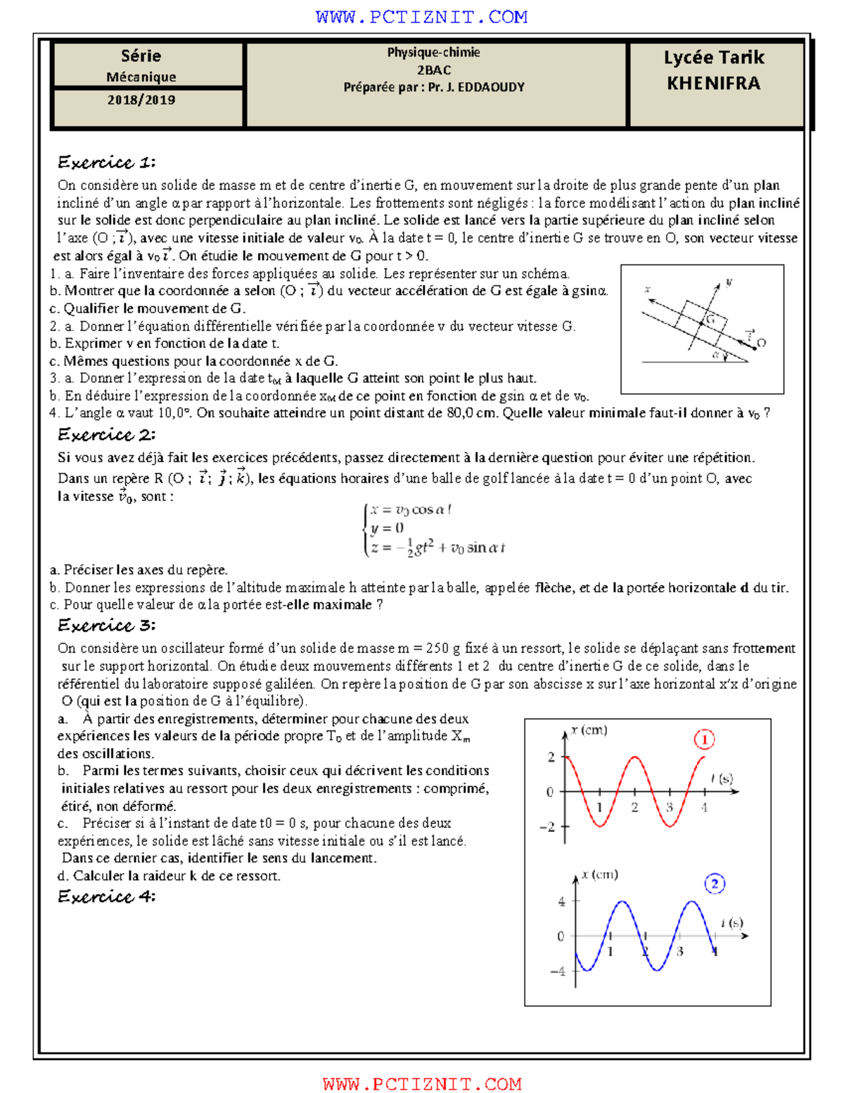 sjfhkfjedsfffsfsf - Série Mécanique Physique-chimie 2BAC Lycée Tarik ...