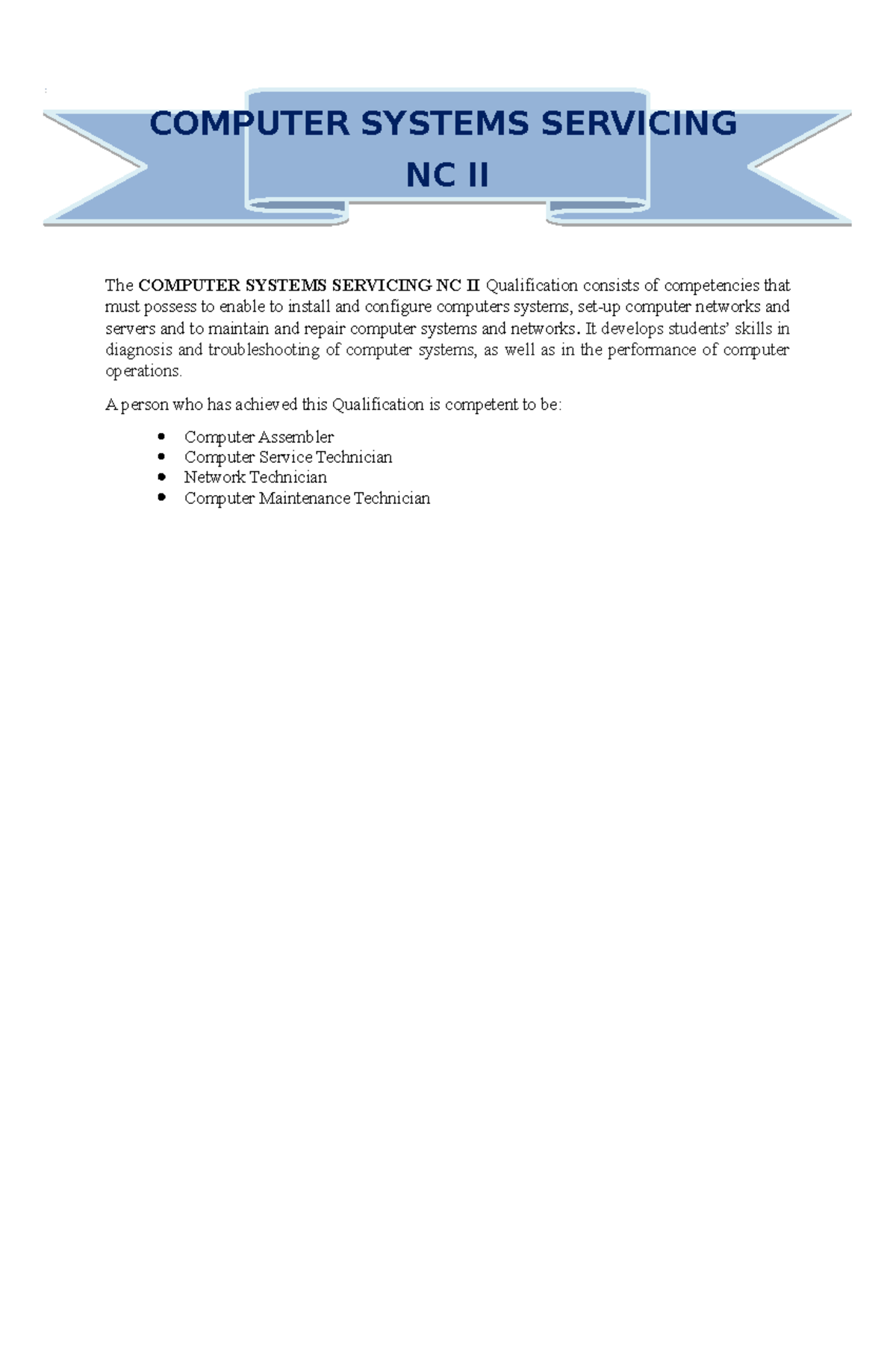 CSS accomplishment Report - COMPUTER SYSTEMS SERVICING NC II The ...