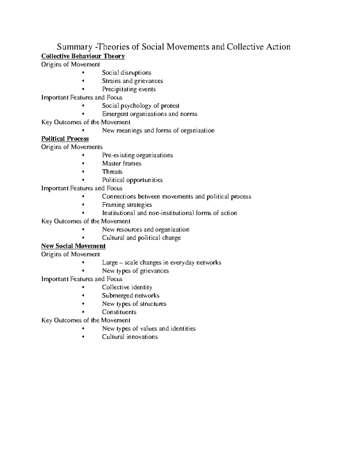 Soc - Summary -Theories of Social Movements and Collective Action ...