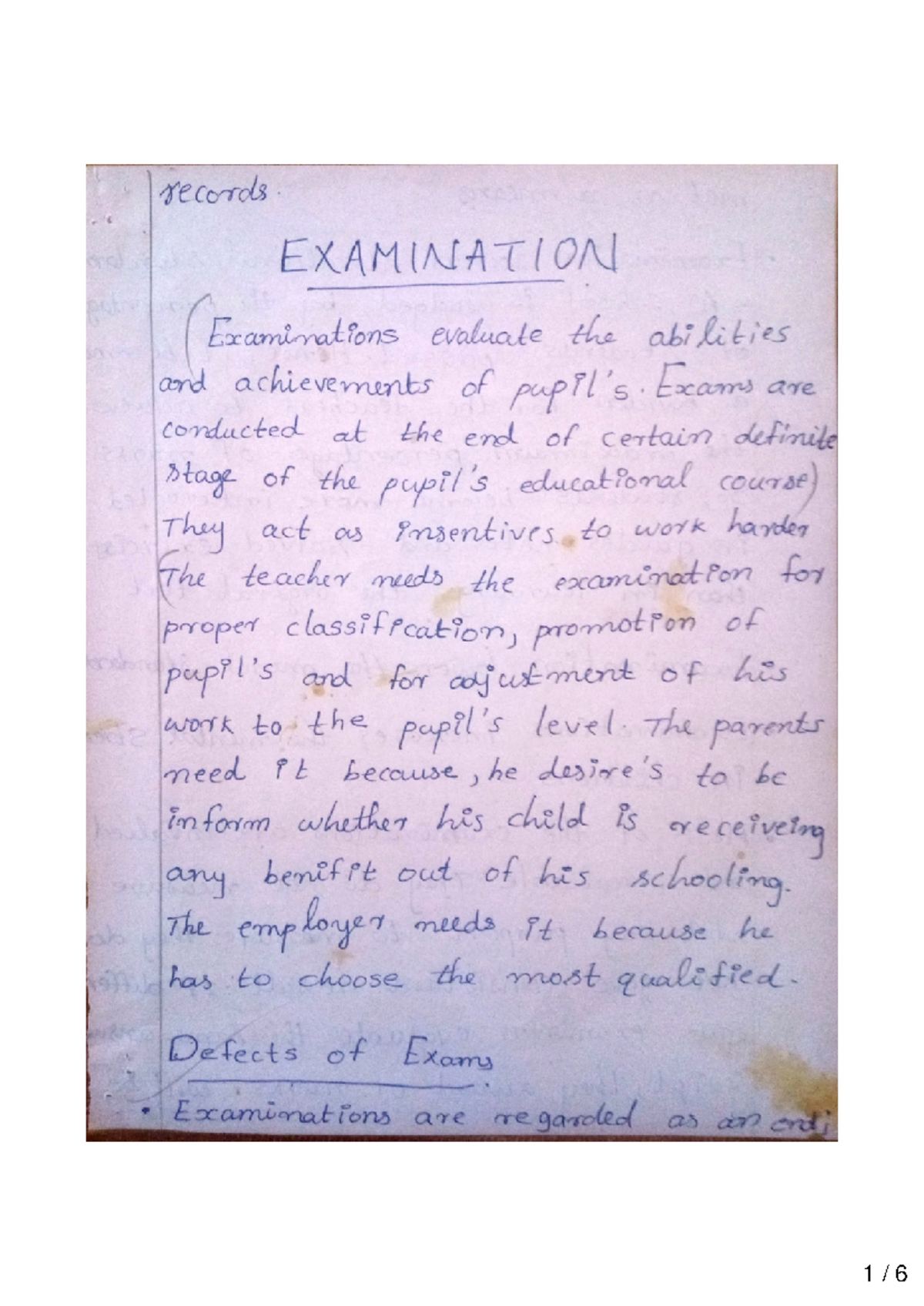 Examination - school organization - records. EXAMINATION Examinations ...