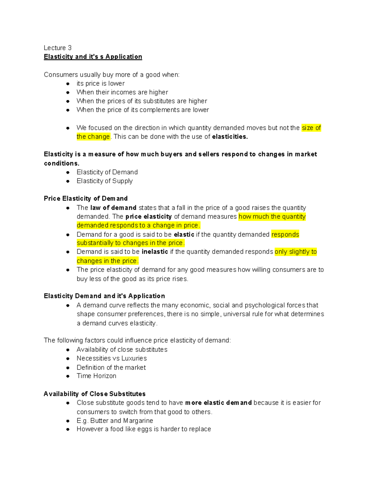 Lecture 3 - Elasticity - Lecture 3 Elasticity and it's s Application ...
