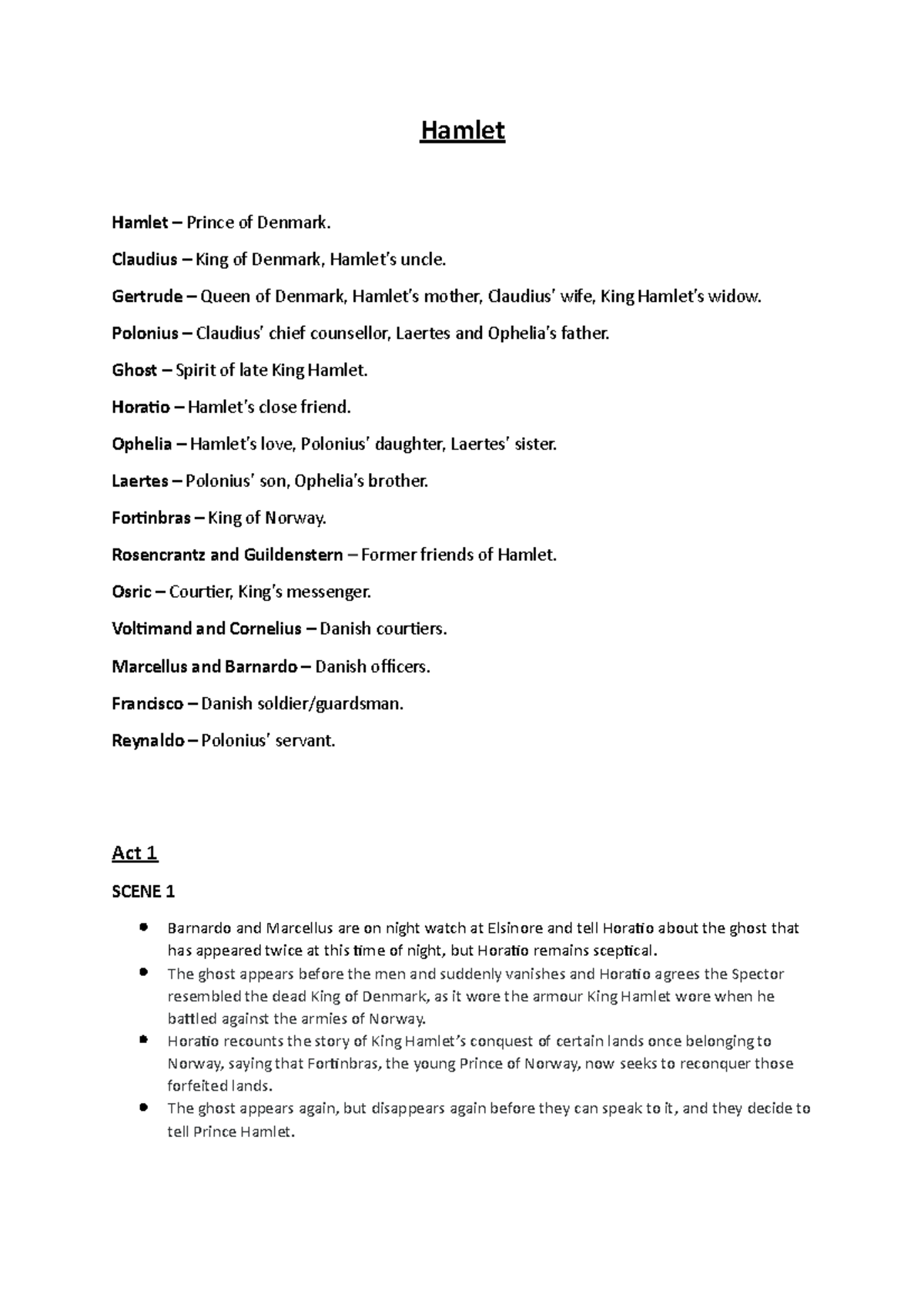 Hamlet - Hamlet Hamlet – Prince of Denmark. Claudius – King of Denmark ...