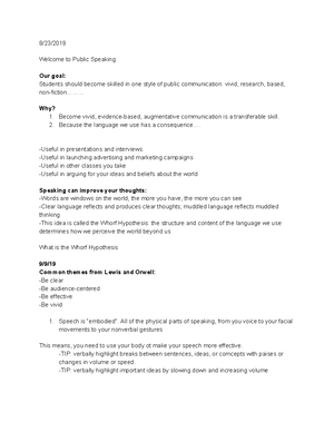 Public speaking notes - Professor Guthrie - Chapter 2 - Analyze the ...