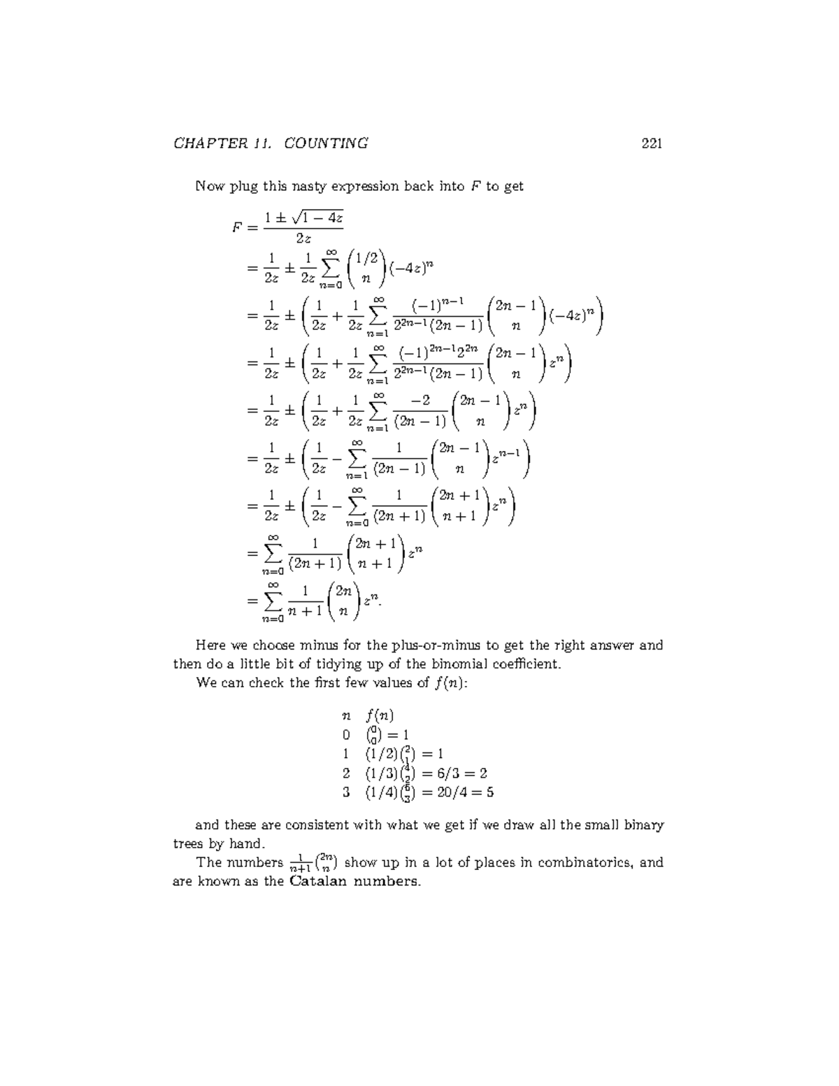 Summary Of Operations On Generating Functions Chapter 11 Counting 221 Now Plug This Nasty