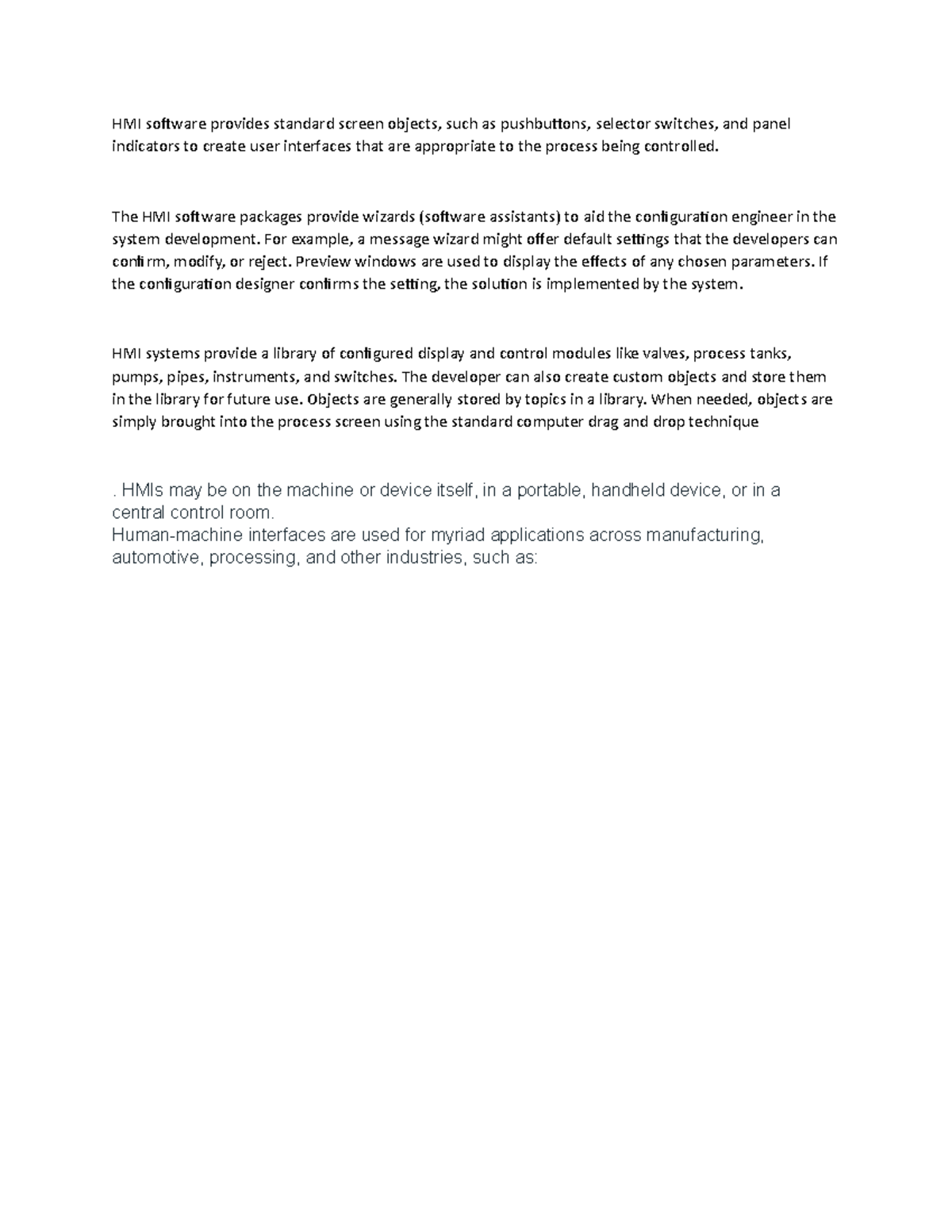 Noscript Script Hmi Software Provides Standard Screen Objects Such As Pushbuttons Selector