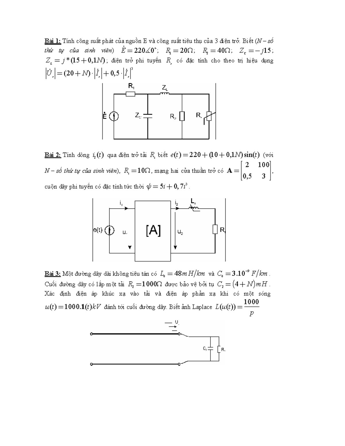 Tong hop de thi LTM2 - okok - Bài 1: Tính công su t phát c a ngu n E và công su - Studocu
