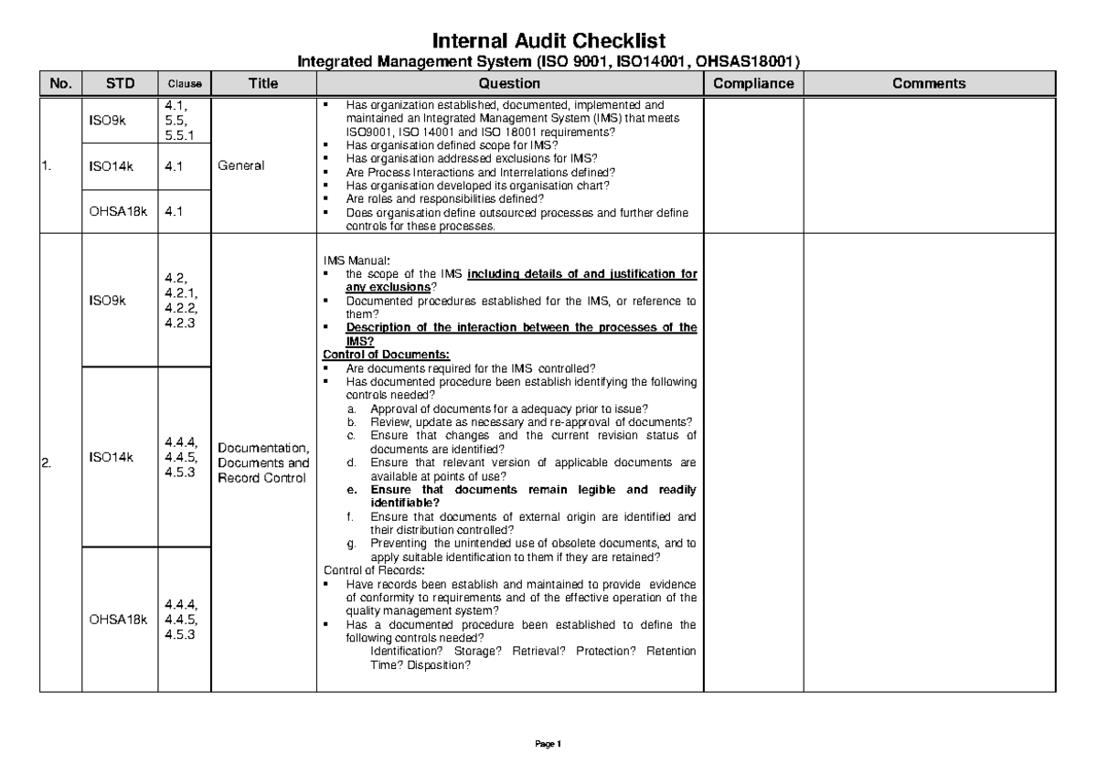 111535643-IMS-Checklist - Integrated Management System (ISO 9001 ...