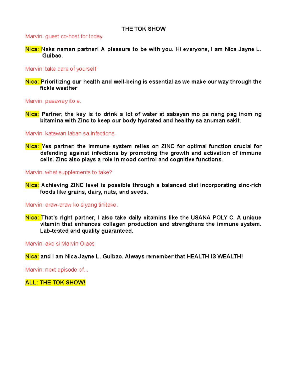 THE-TOK-SHOW - Information. - THE TOK SHOW Marvin: guest co-host for ...