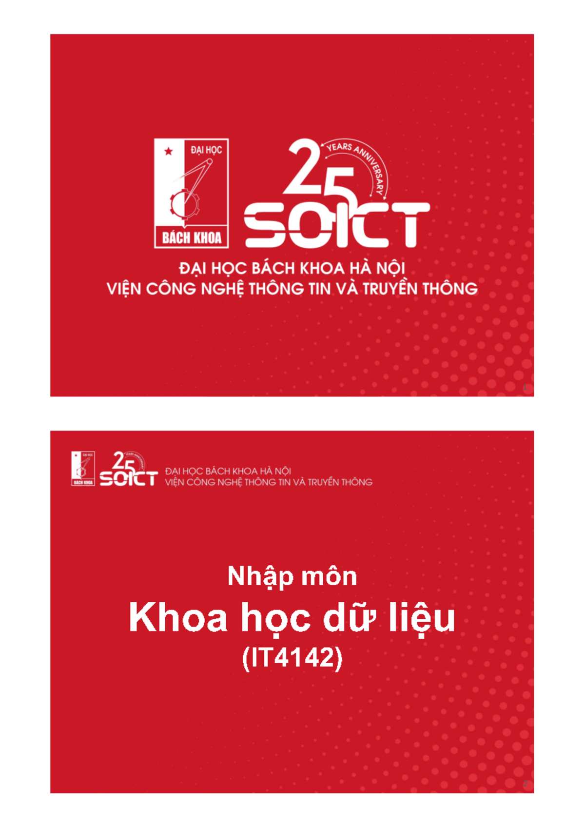 L0 Course Inf Vn Bài Giảng 1 Nhập Môn Khoa Học Dữ Liệu It4142 Cấu Trúc Môn Học Số Tuần 15 
