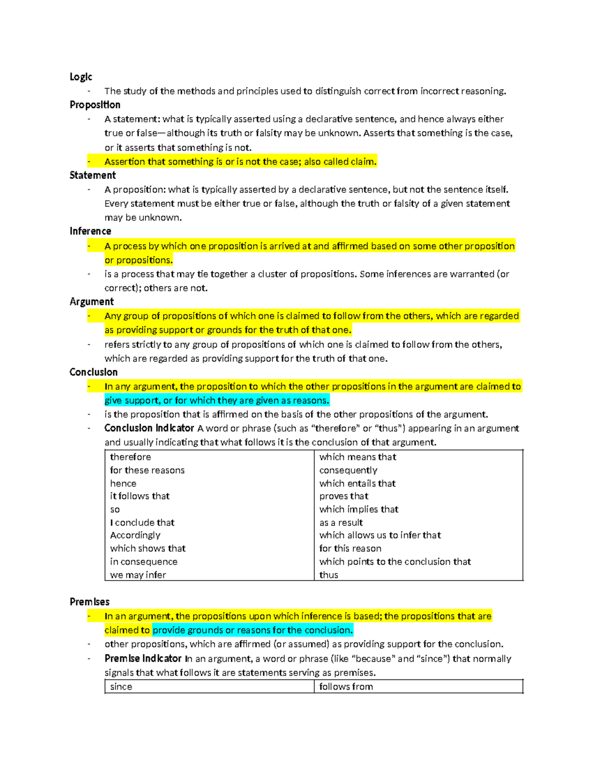 Logic - unit 1 - Logic - The study of the methods and principles used to distinguish correct ...