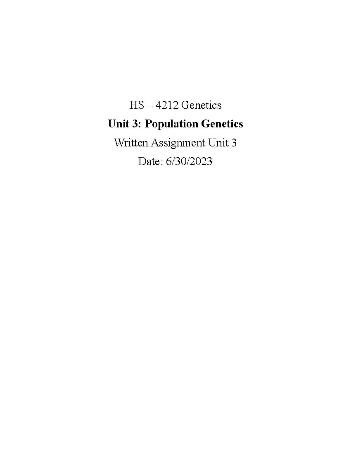 Unit 3 Population Genetics - HS – 4212 Genetics Unit 3: Population ...