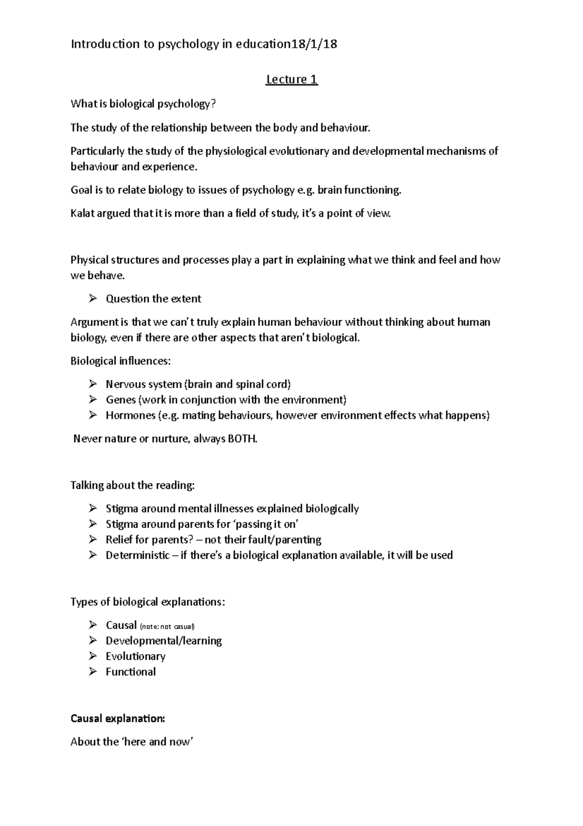 Unit 3 Biological Psychology - Lecture 1 - Introduction to psychology ...