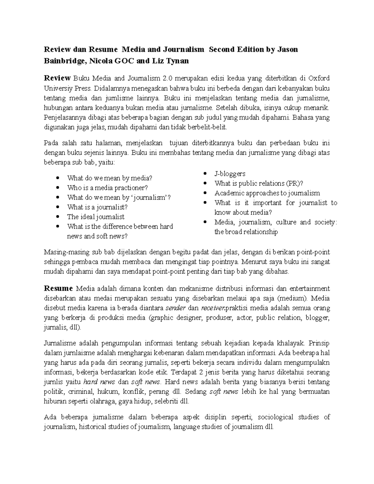 Review dan Resume Media and Journalism Second Edition by Jason ...