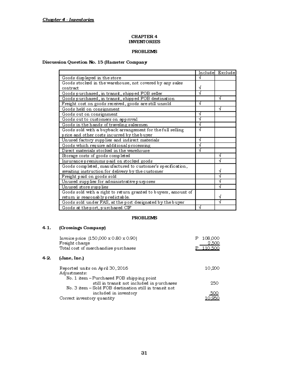 Intacc 2 inventory solman - CHAPTER 4 INVENTORIES PROBLEMS Discussion ...