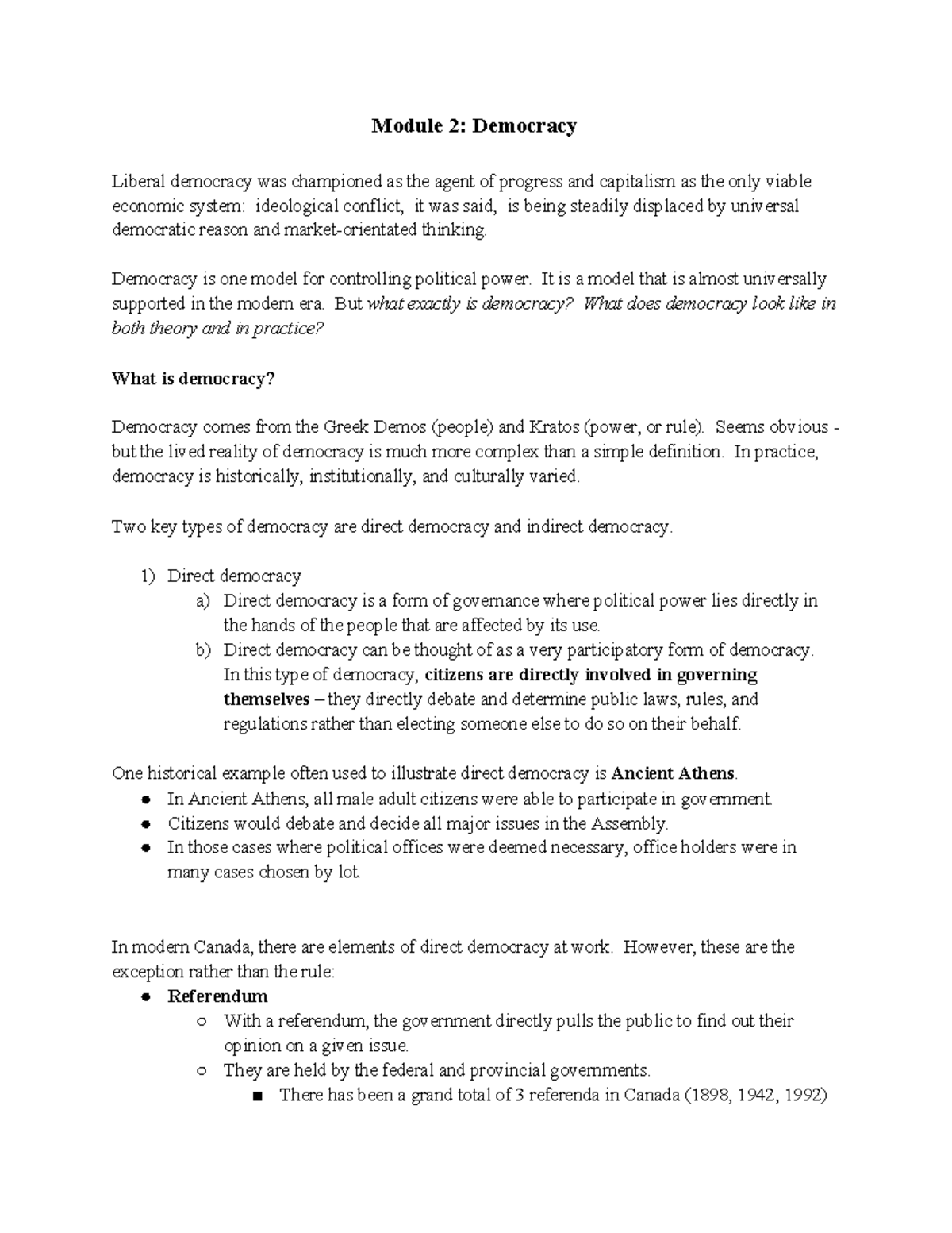 Module 2 Democracy - Module 2: Democracy Liberal democracy was ...