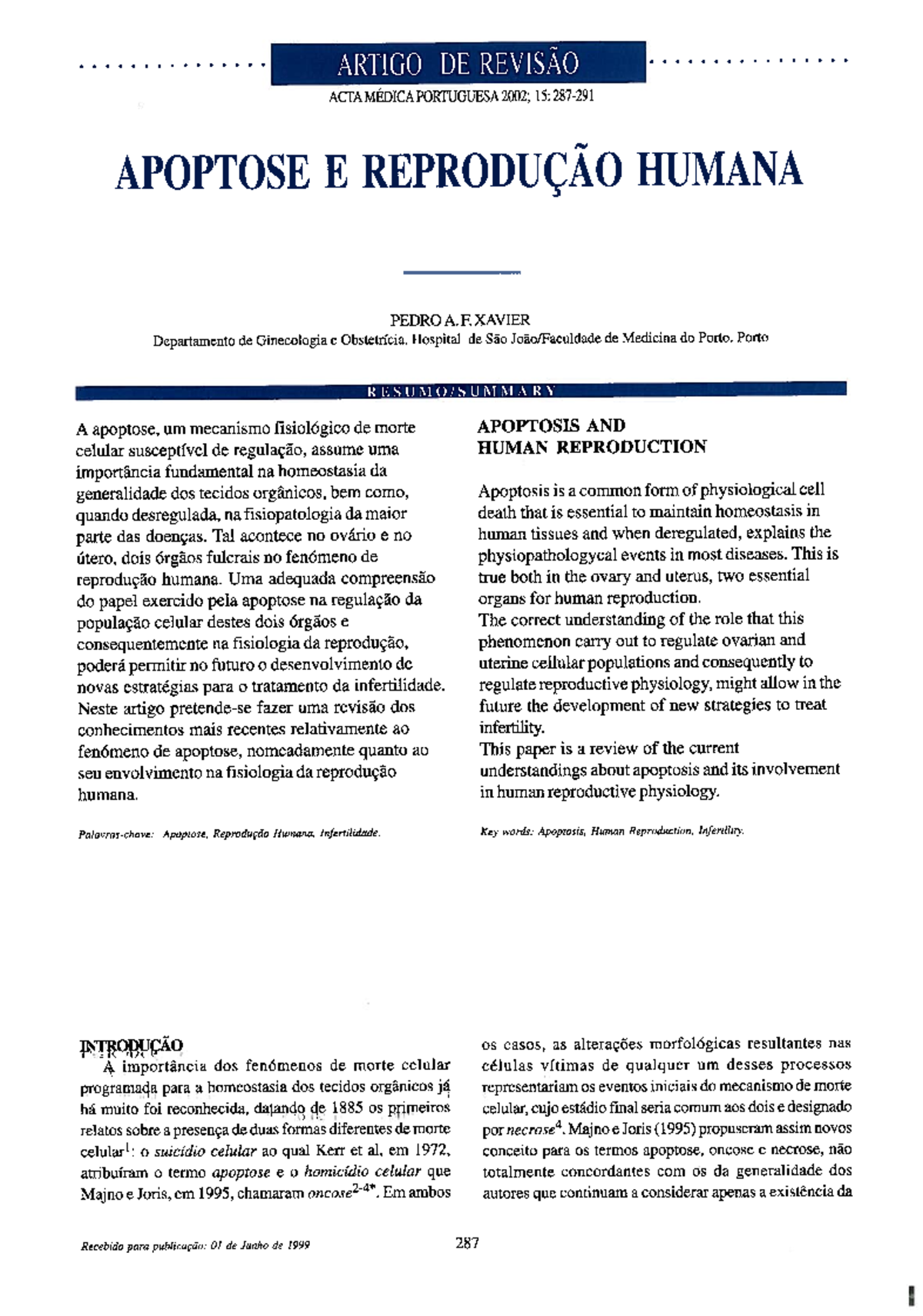 Amp,+287-91 - resumos de portugues - ARTIGO DE REVISAO ACTA MÉDICA PORTUGUESA 2002; 15:287 ...