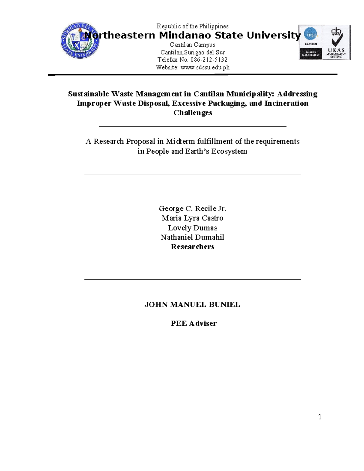 Final pee reseach 1 - This is only notes - Northeastern Mindanao State ...