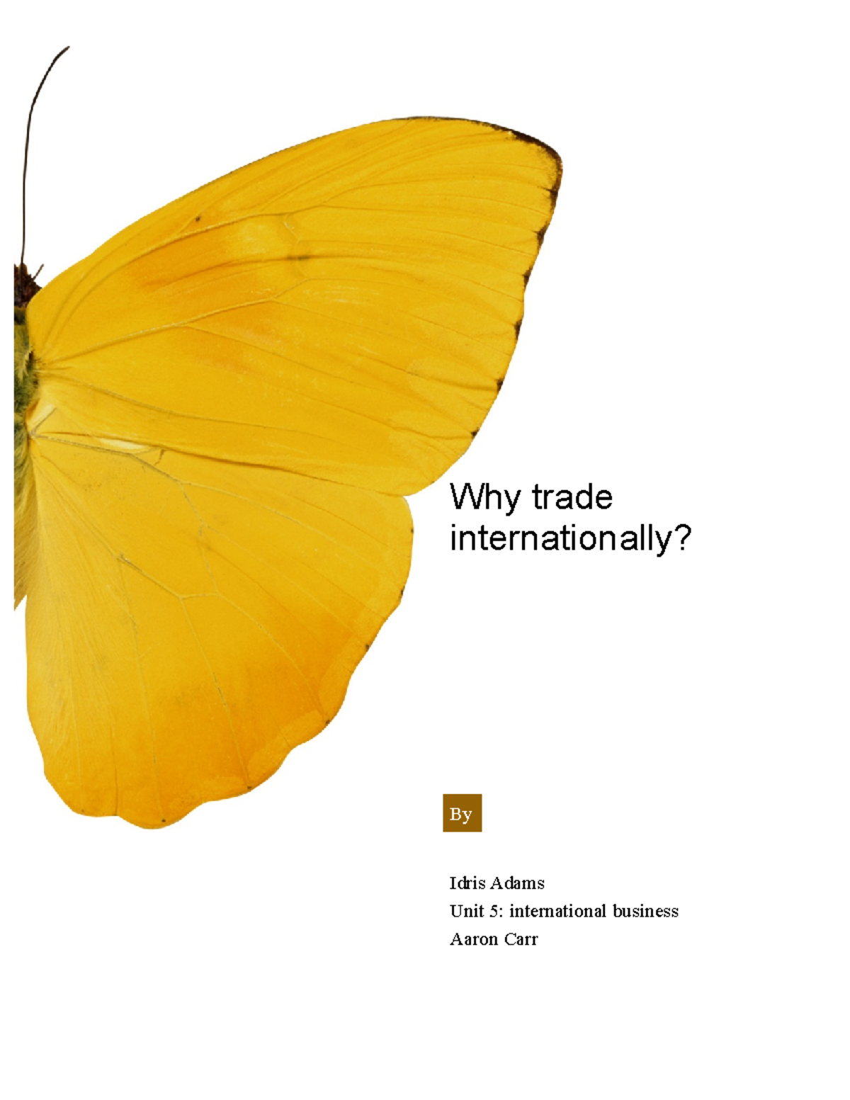 Why trade internationally - Why trade internationally? By Idris Adams ...
