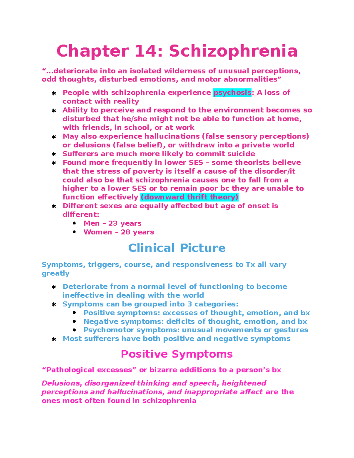 Chapter 14 - Schizophrenia - Chapter 14: Schizophrenia “.. into an ...