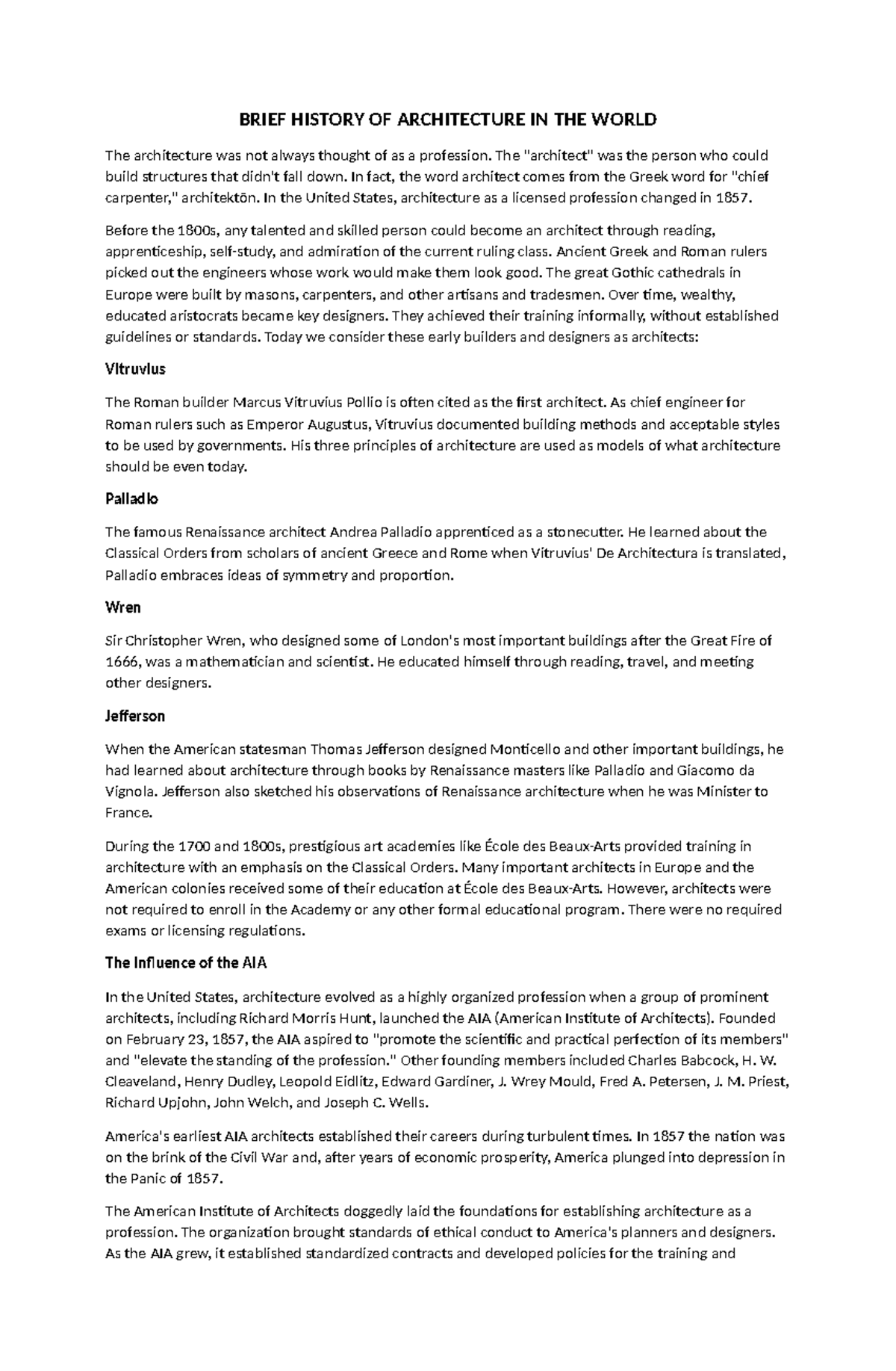 1.0 Brief History OF Architecture IN THE World - BRIEF HISTORY OF ...