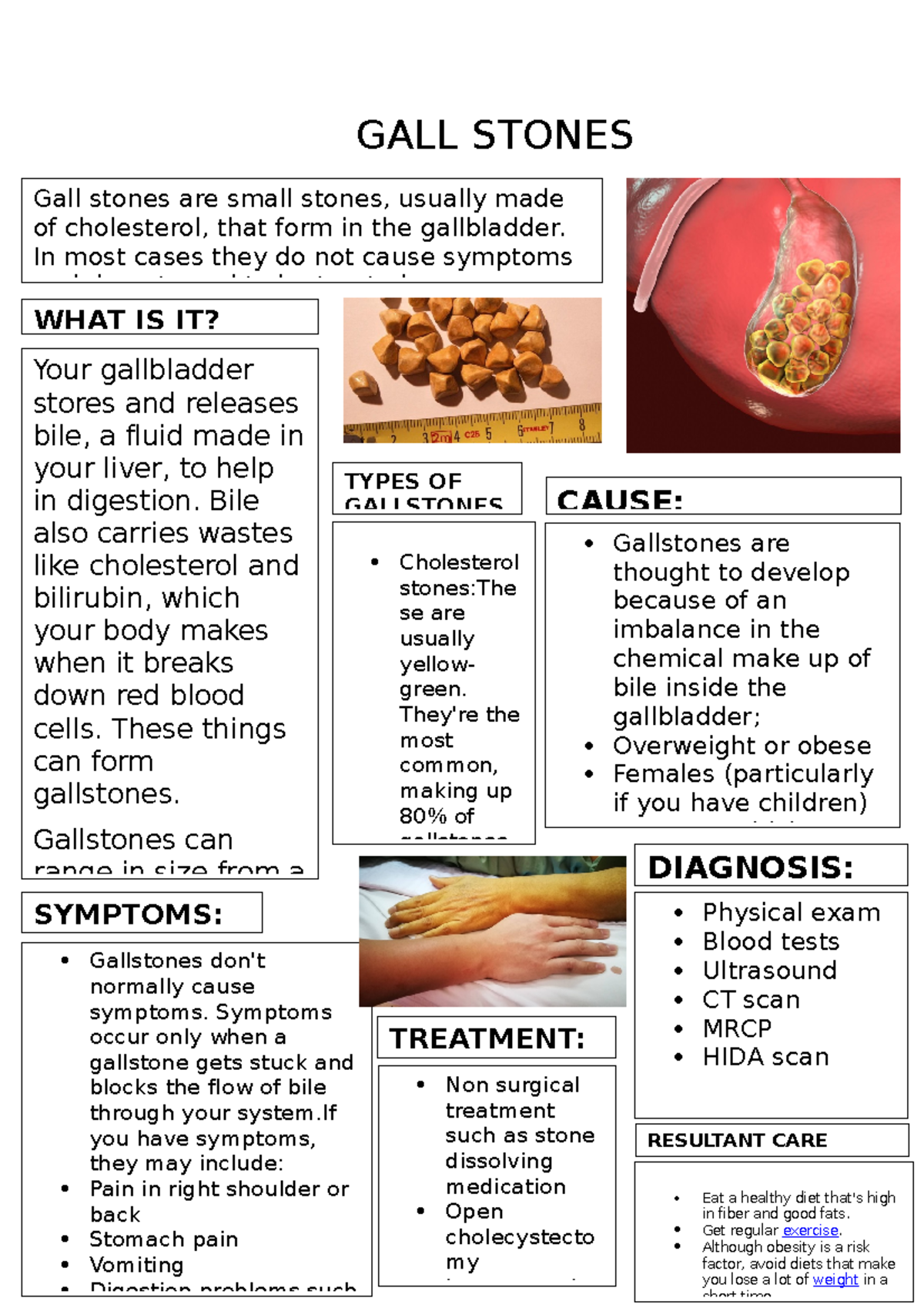 Gallstones - Handmade revision tool- unit 4 - GALL STONES Eat a healthy ...